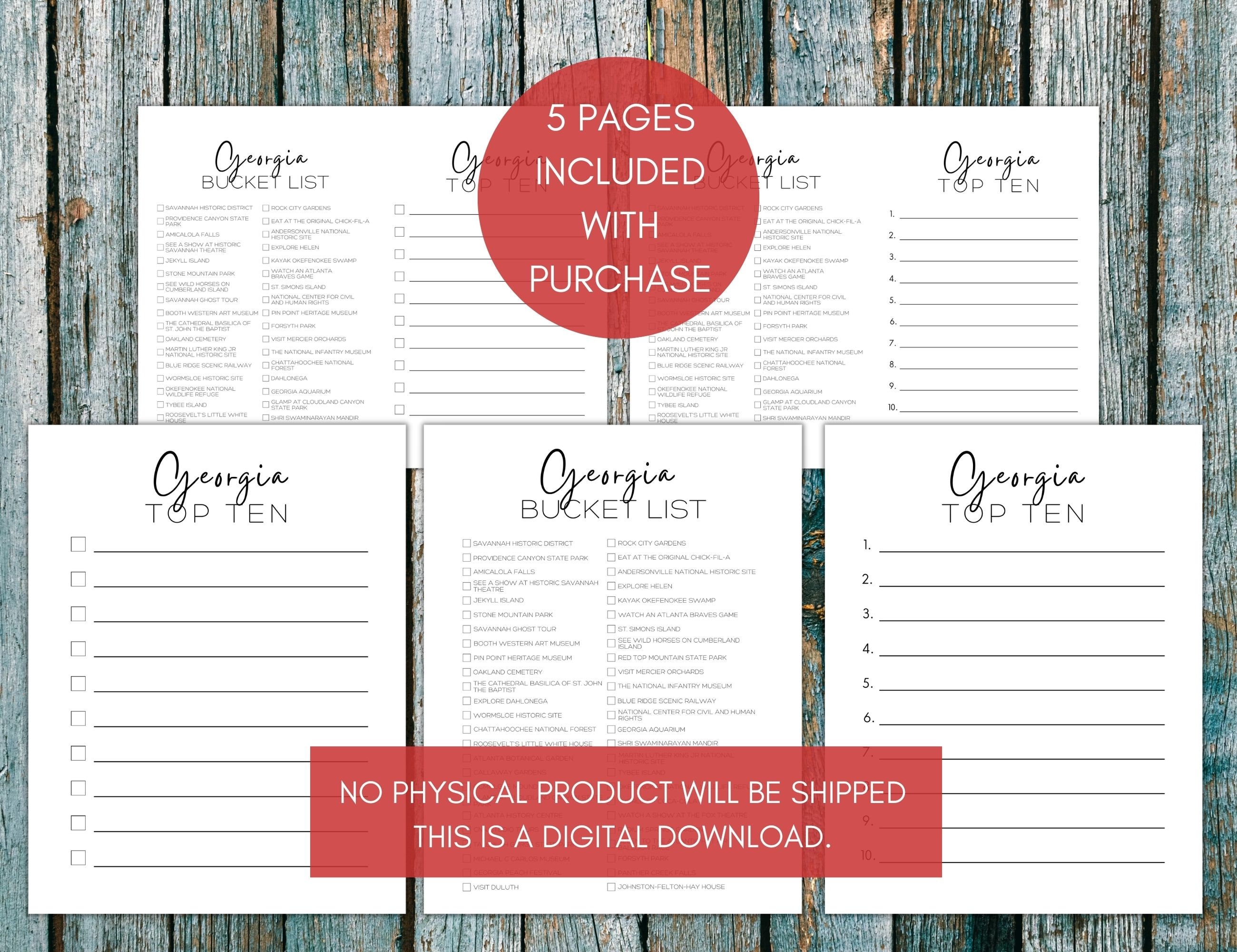Georgia Bucket List Printable | America's 50 States Travel Planner ...