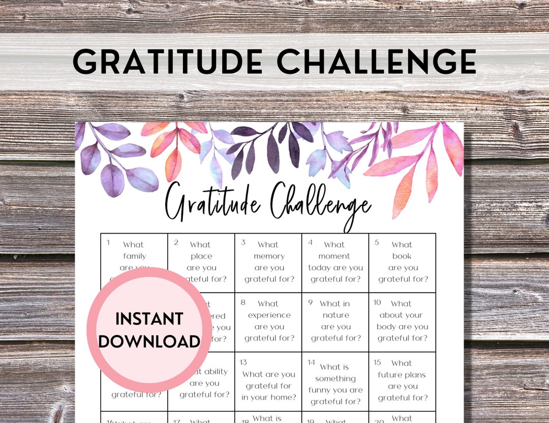 30 Day Gratitude Challenge Printable | Monthly Challenge Tracker ...