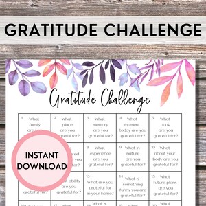 30 Day Gratitude Challenge Printable | Monthly Challenge Tracker ...