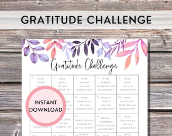 30 Day Gratitude Challenge Printable Monthly Challenge Tracker ...