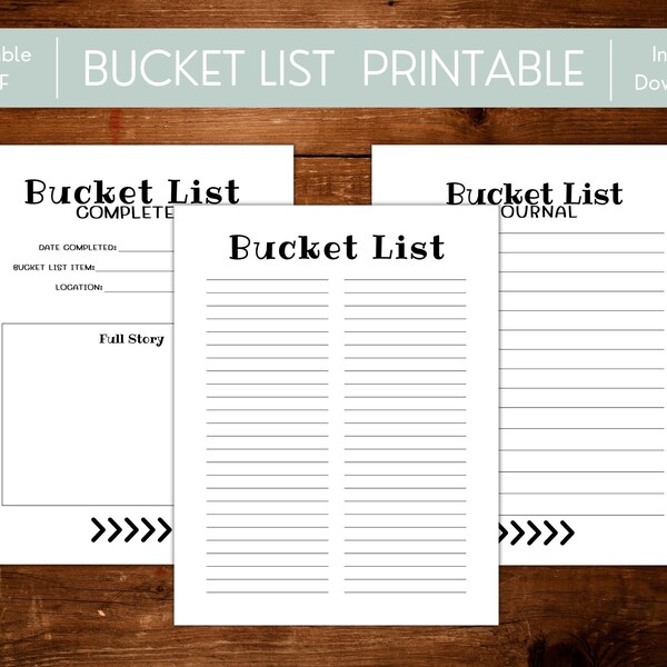 Blank Bucket List - Etsy