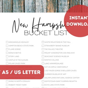 New Hampshire Bucket List Printable America's 50 States - Etsy