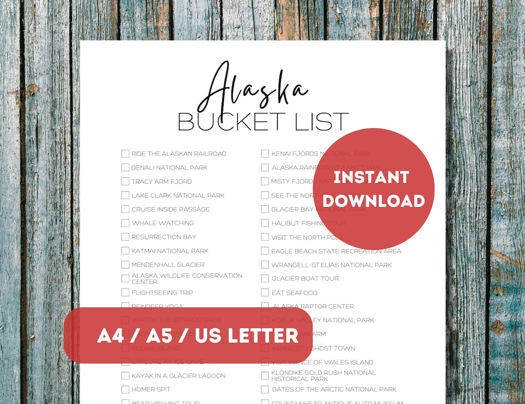 Alaska Bucket List Printable | America's 50 States Travel Planner ...