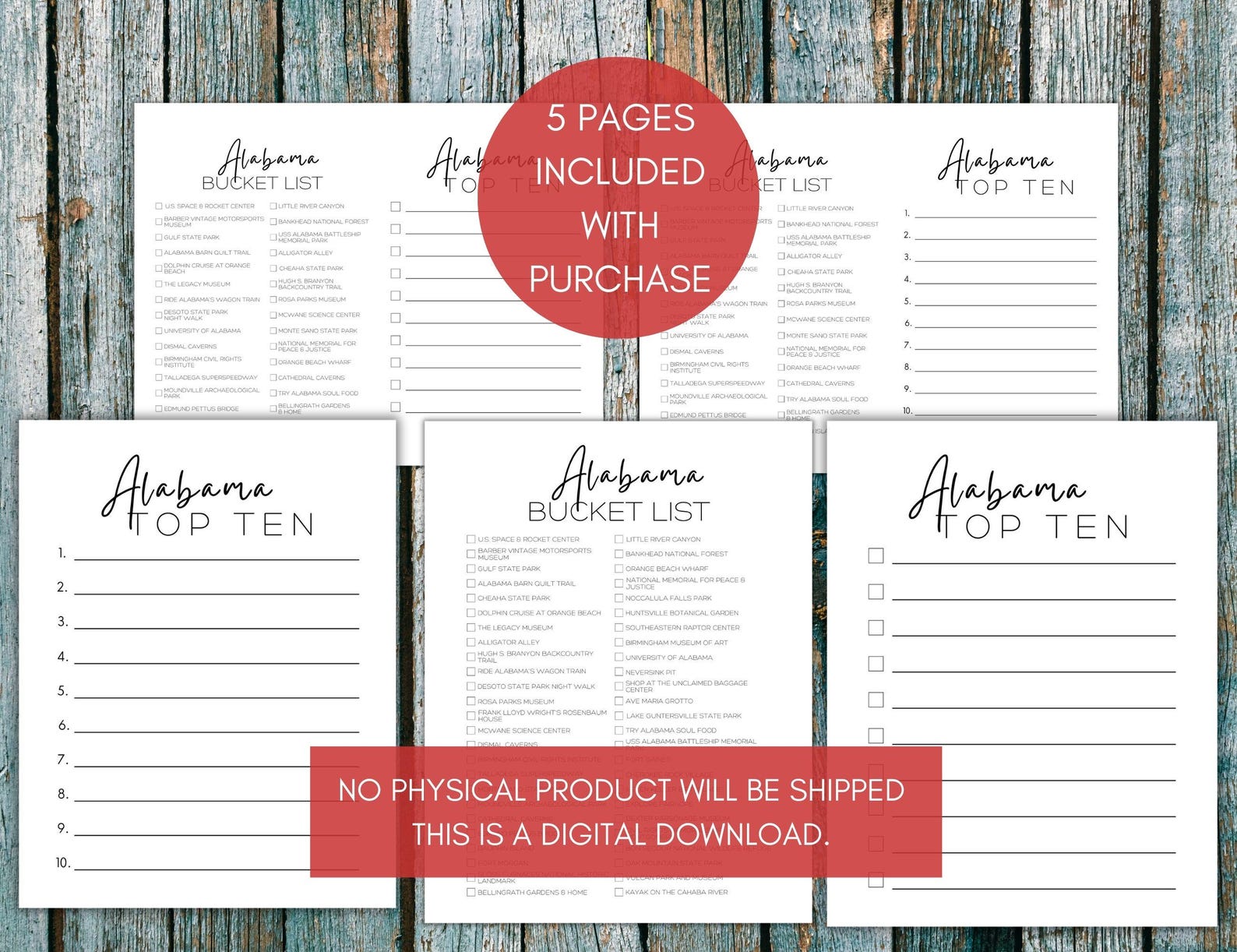 Alabama Bucket List Printable | America's 50 States Travel Planner ...