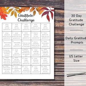 30 Day Gratitude Challenge Printable | Monthly Challenge Tracker ...