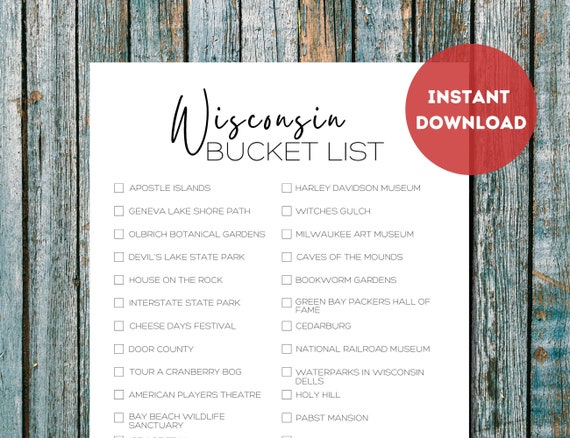 Wisconsin Bucket List Printable America's 50 States - Etsy