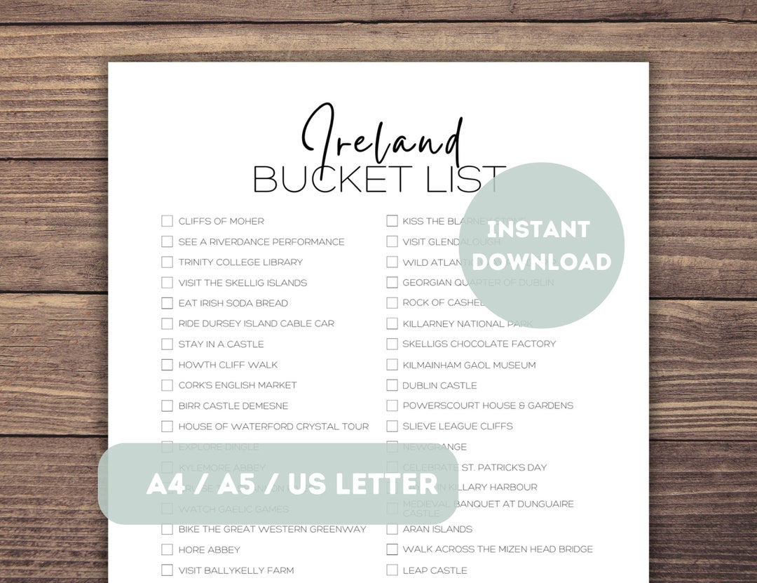 Ireland Bucket List Printable | Ireland Travel Planner Checklist ...