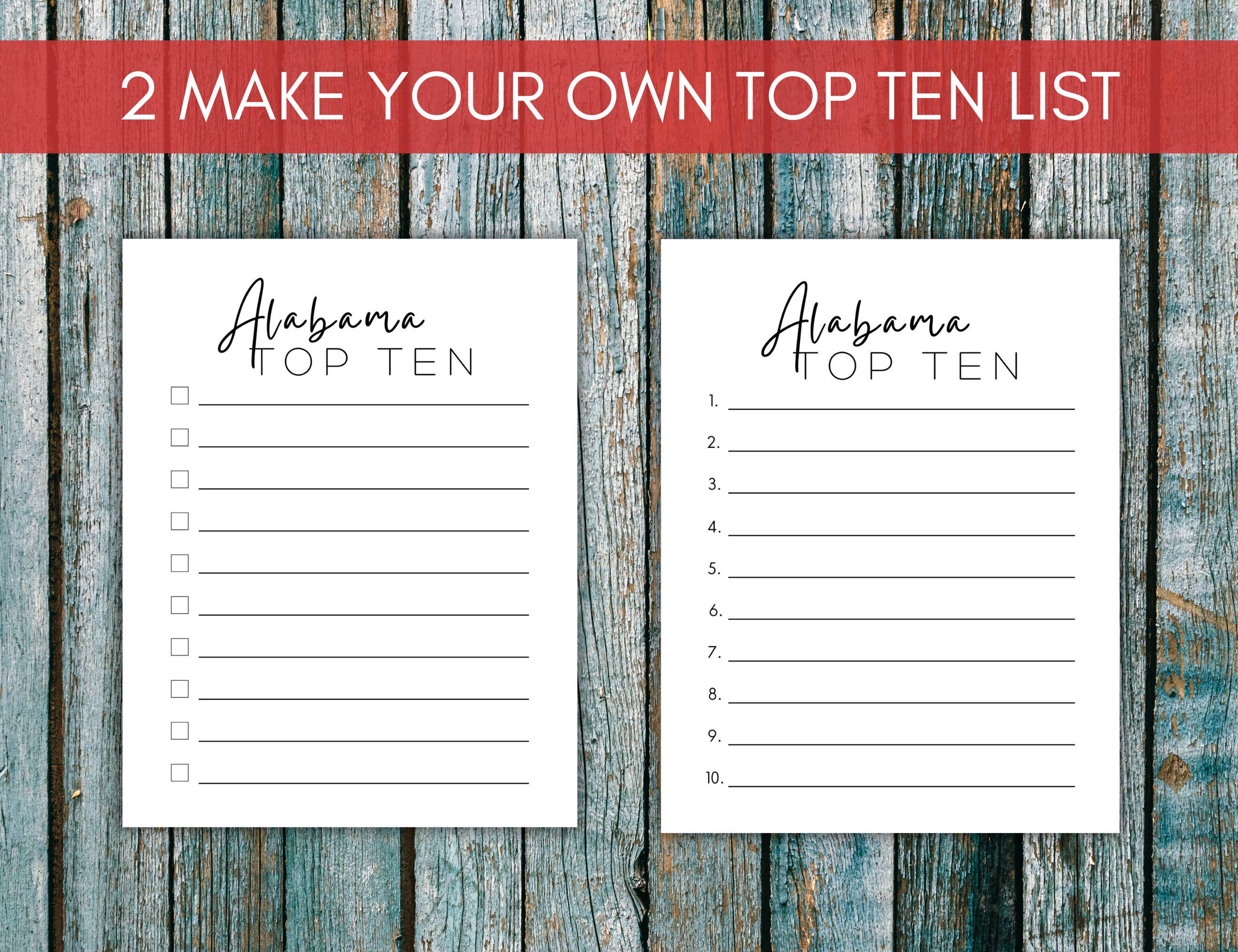 Alabama Bucket List Printable | America's 50 States Travel Planner ...