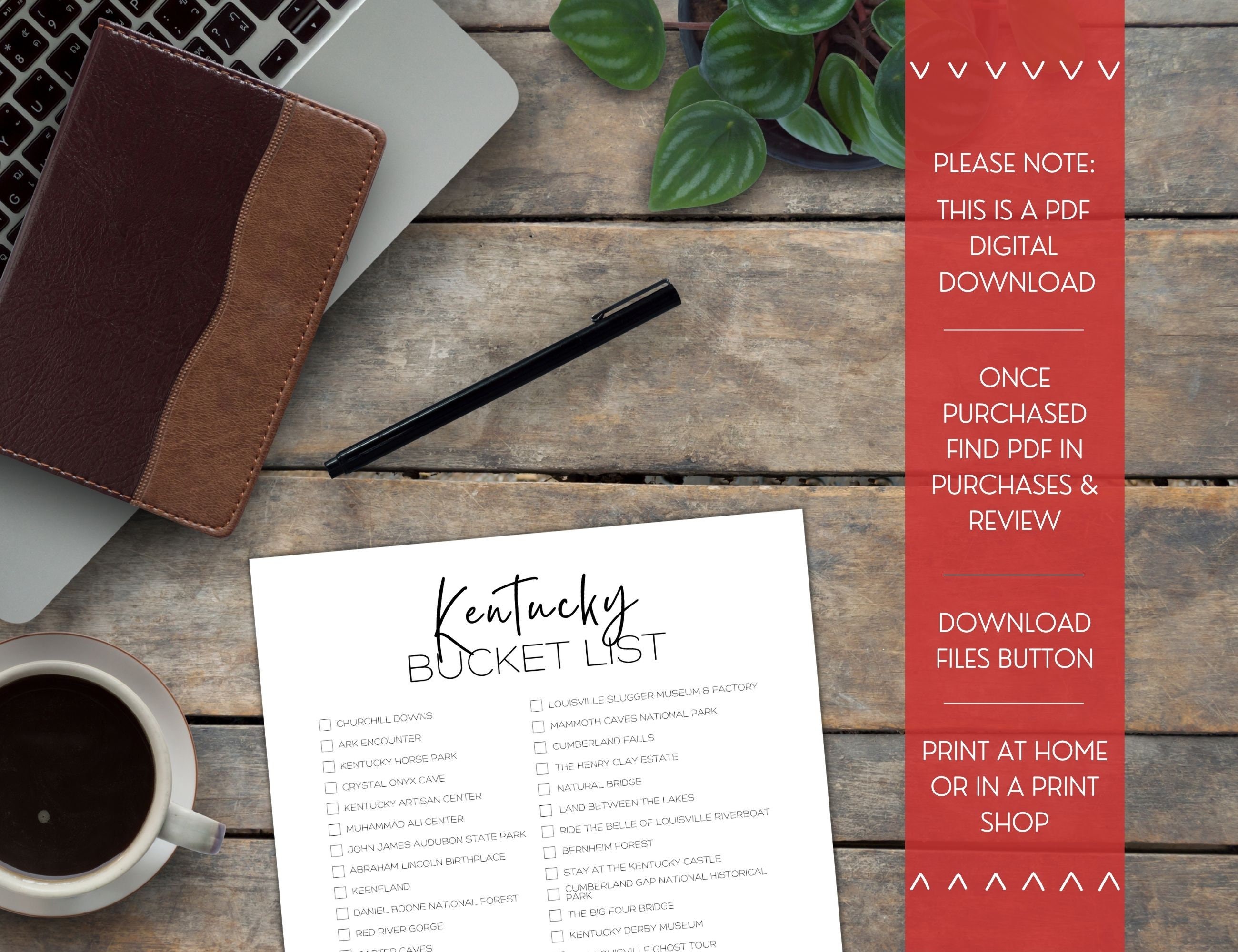 Kentucky Bucket List Printable | America's 50 States Travel Planner ...