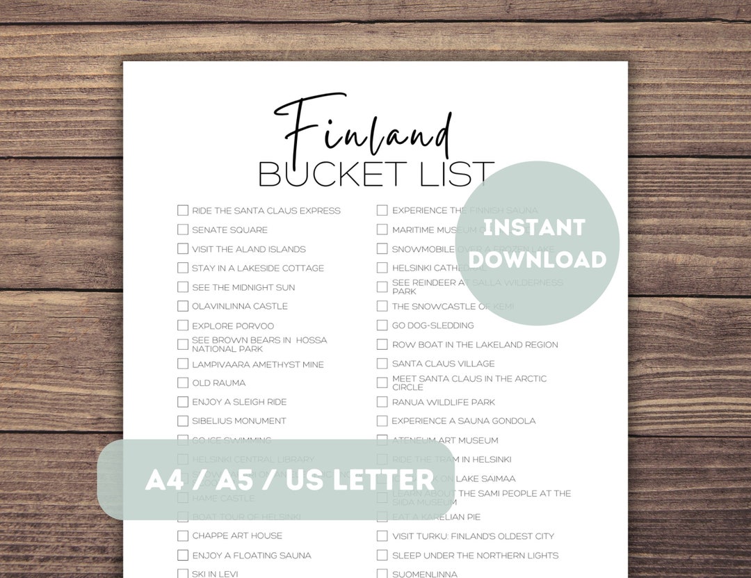 Finland Bucket List Printable | Finland Travel List Planner | Travel ...