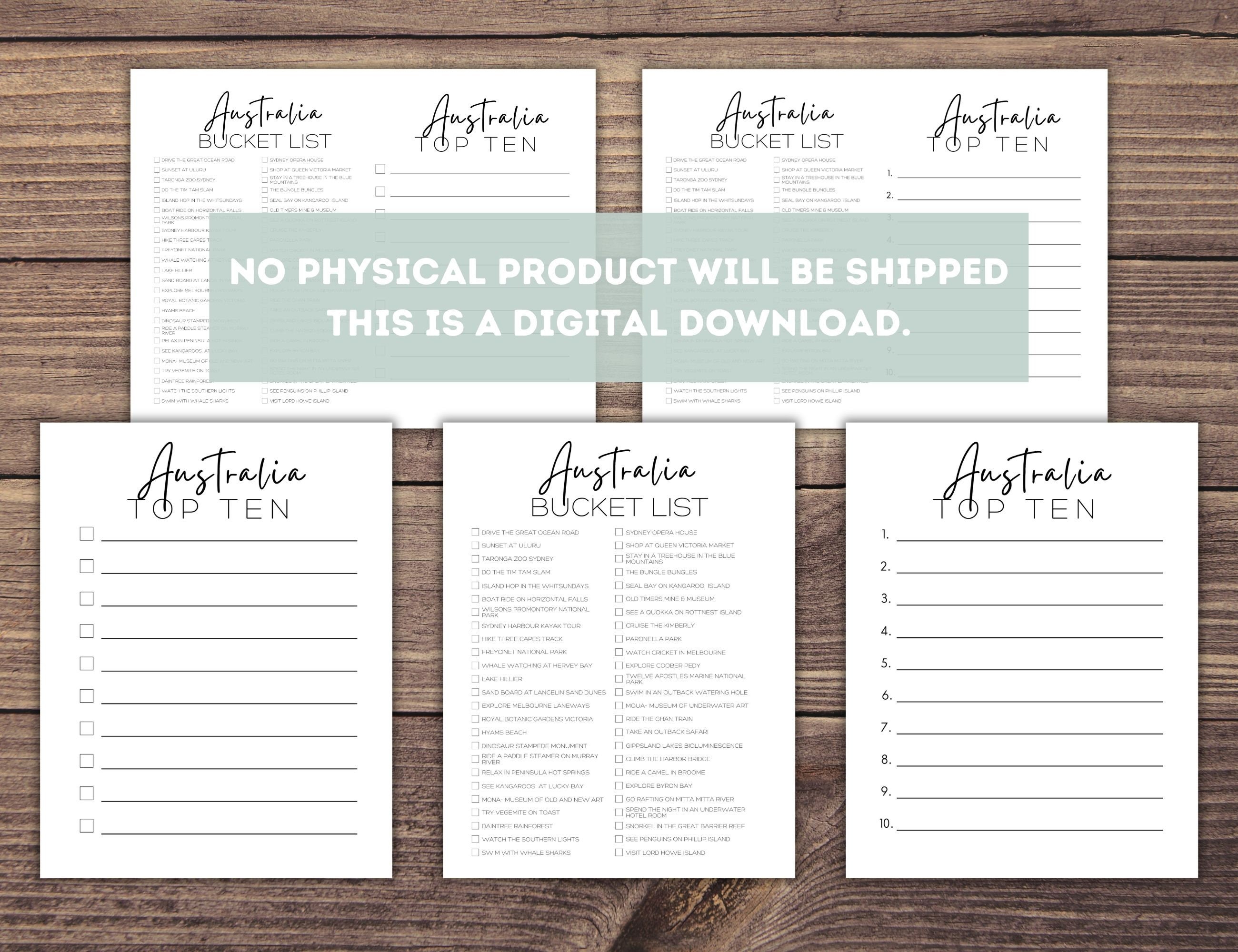 Australia Bucket List Printable | Australia Travel Planner Checklist ...