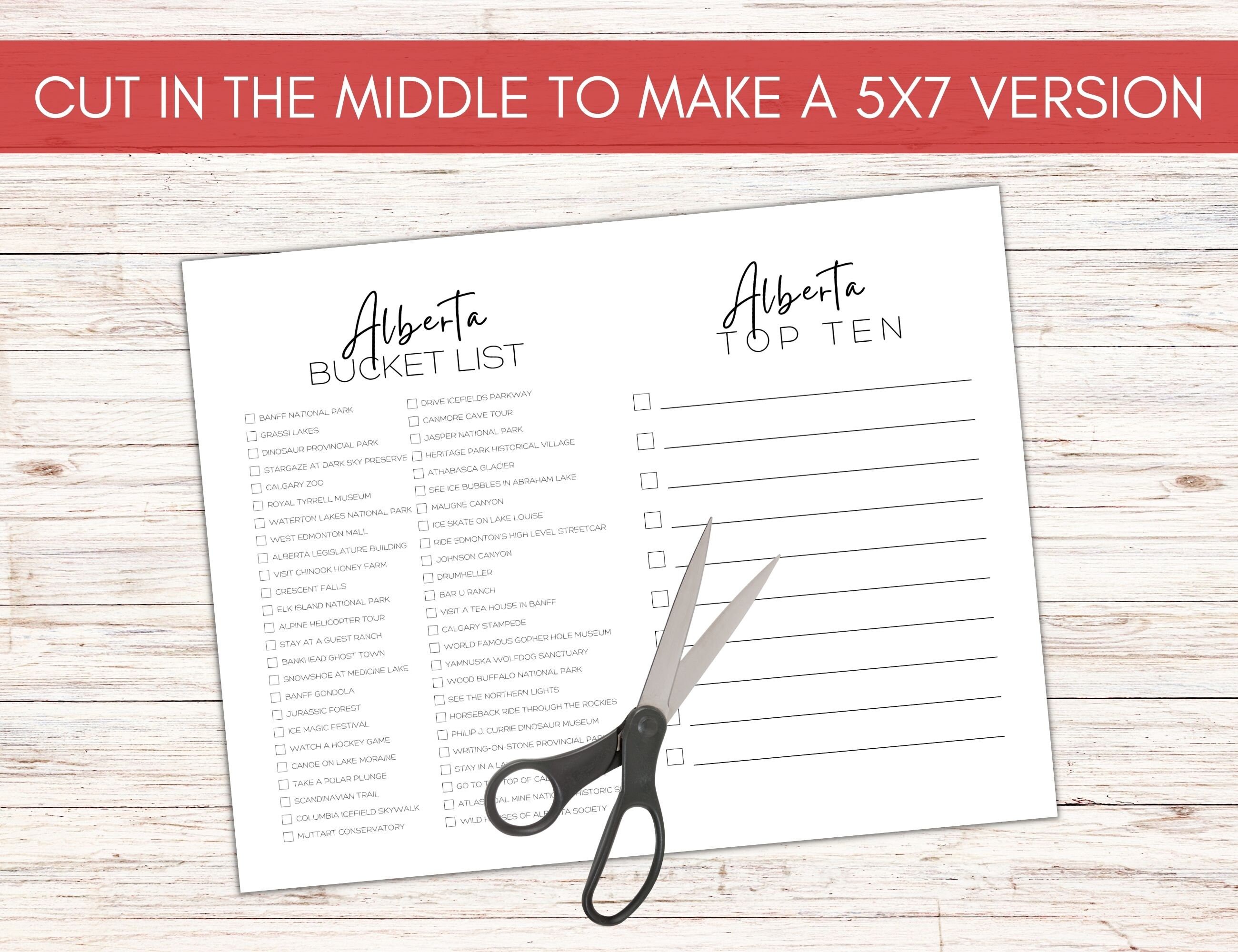Alberta Bucket List Printable Canada Travel Planner Checklist Alberta ...