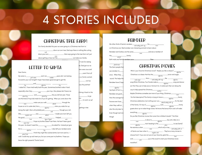 Family Christmas Libs Printable Games | Funny Fill in the Blank Word ...