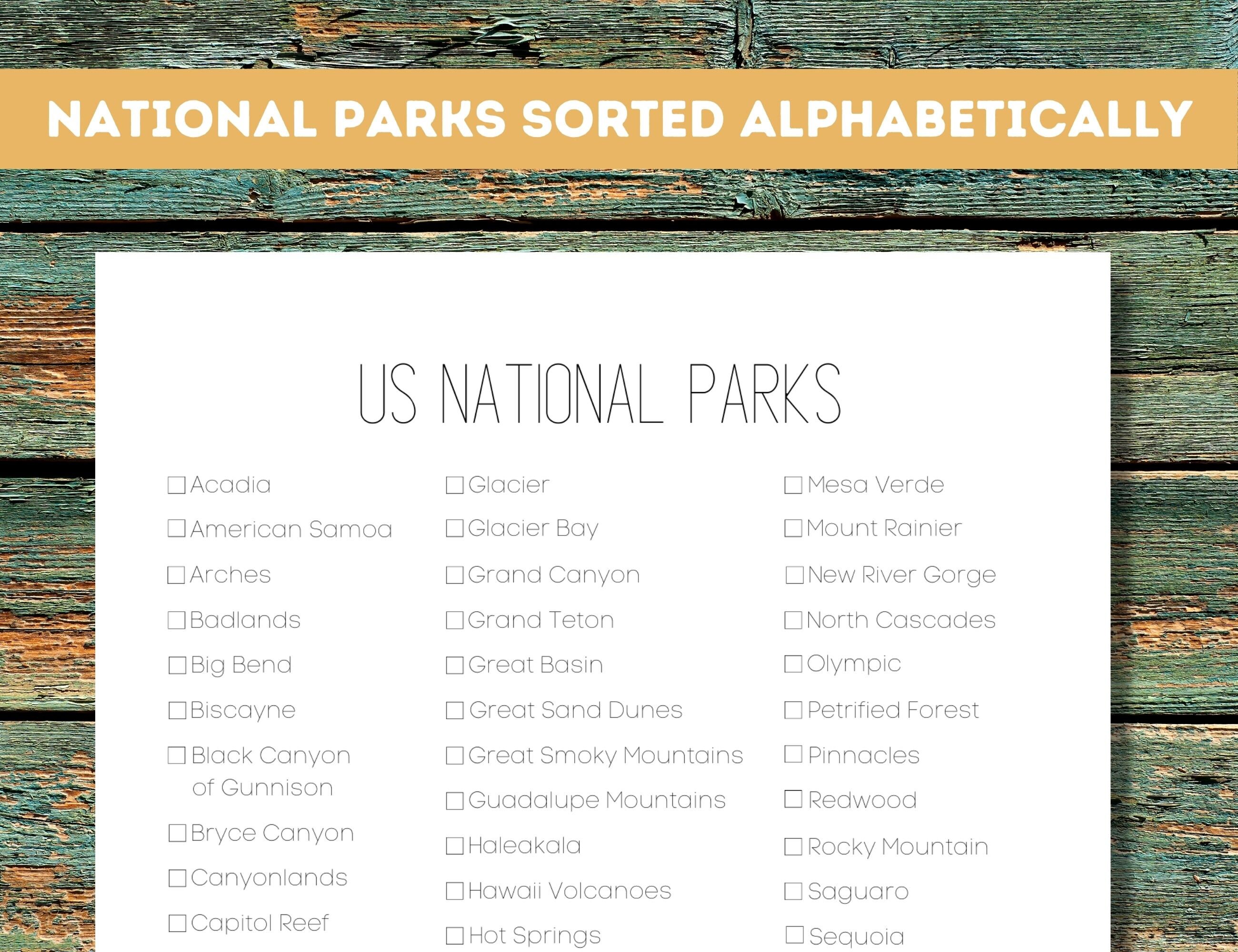 US National Park Checklist Printable 63 Parks 2024 Complete List ...