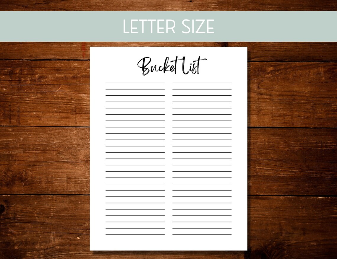 Printable Bucket List PDF | Blank DIY Bucket List | Goal Planner ...