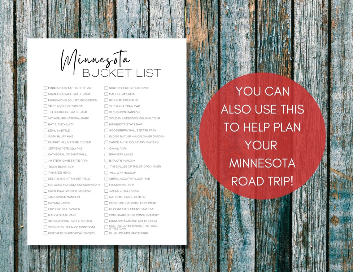 Minnesota Bucket List Printable | America's 50 States Travel Planner ...
