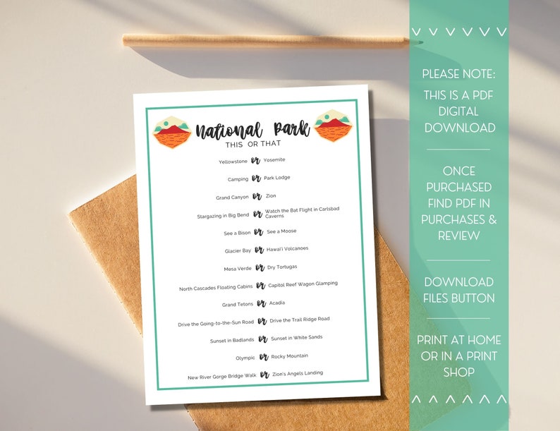 US National Park This or That Travel Games | Family Road Trip Printable ...