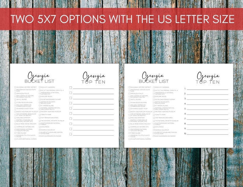 Georgia Bucket List Printable | America's 50 States Travel Planner ...
