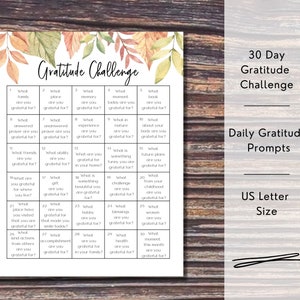 30 Day Gratitude Challenge Printable | Monthly Challenge Tracker ...