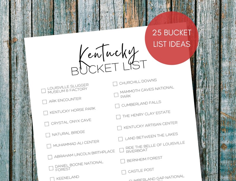 Kentucky Bucket List Printable America's 50 States - Etsy