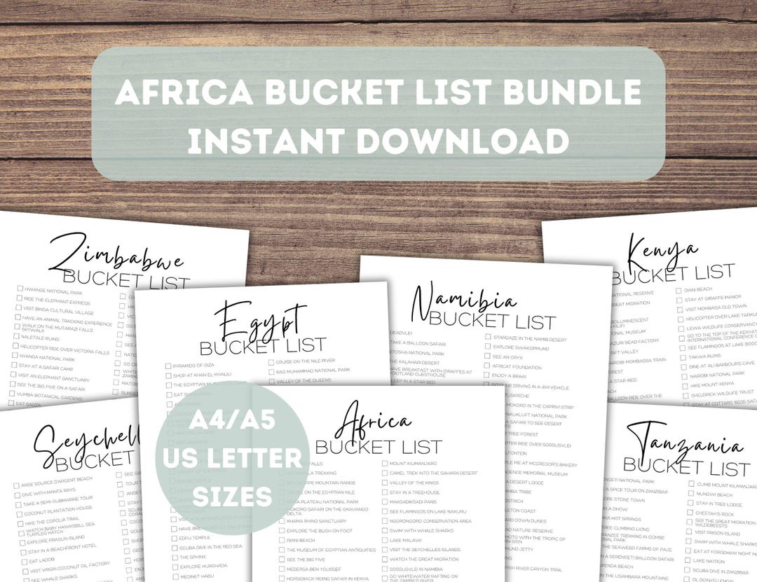 Africa Bucket List Printables Bundle | Africa Travel to Do List ...