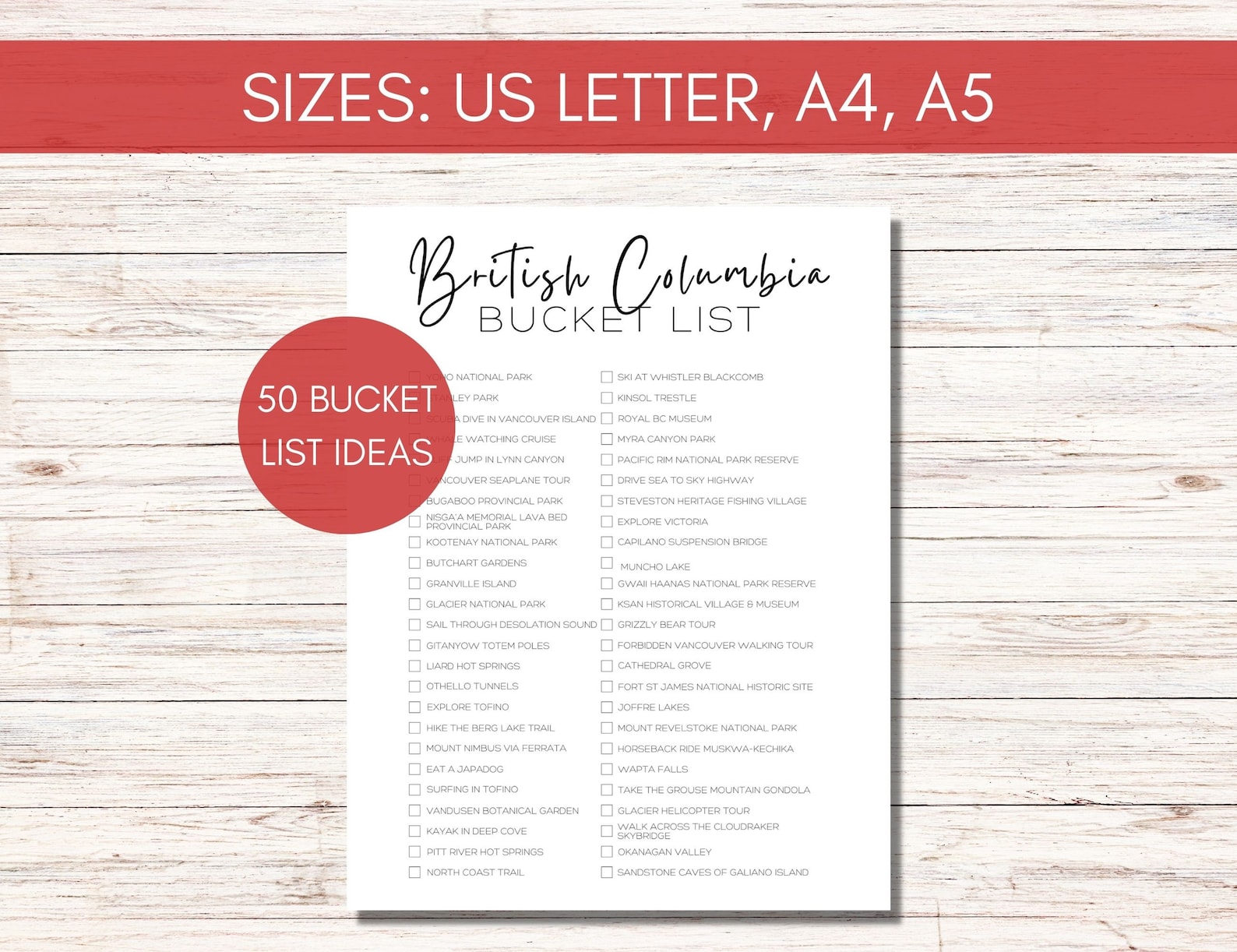 British Columbia Bucket List Printable | Canada Travel Planner ...