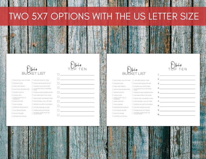 Ohio Bucket List Printable | America's 50 States Travel Planner ...