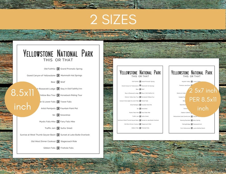 Yellowstone National Park This or That Travel Game US National Park ...