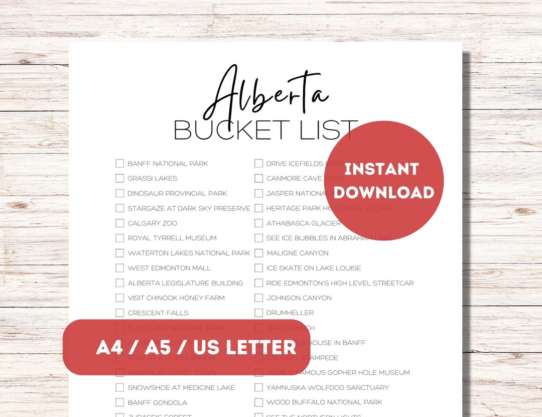 Alberta Bucket List Printable | Canada Travel Planner Checklist ...
