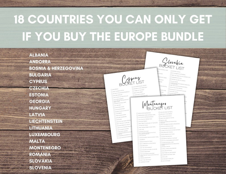 Europe Bucket List Printable Bundle | European Travel to Do List ...