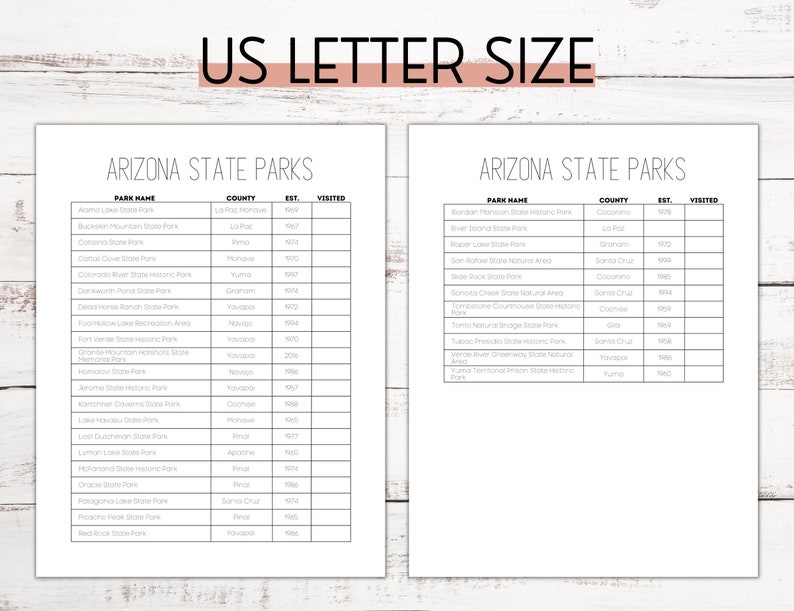 Arizona State Parks and Recreation Travel List Arizona Park Tracker ...