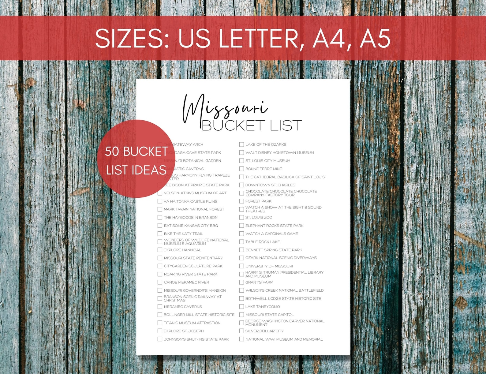 Missouri Bucket List Printable | America's 50 States Travel Planner ...