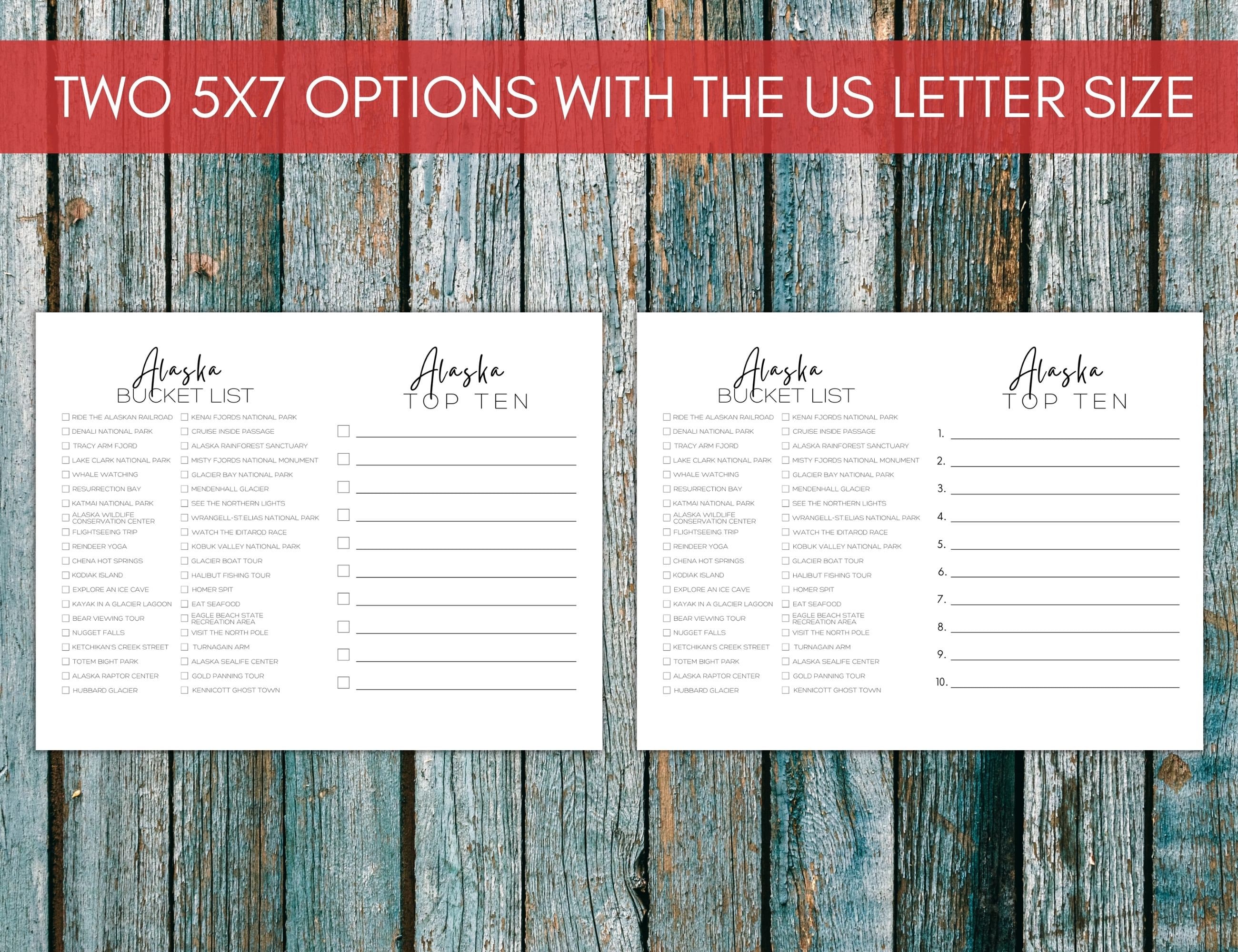 Alaska Bucket List Printable | America's 50 States Travel Planner ...