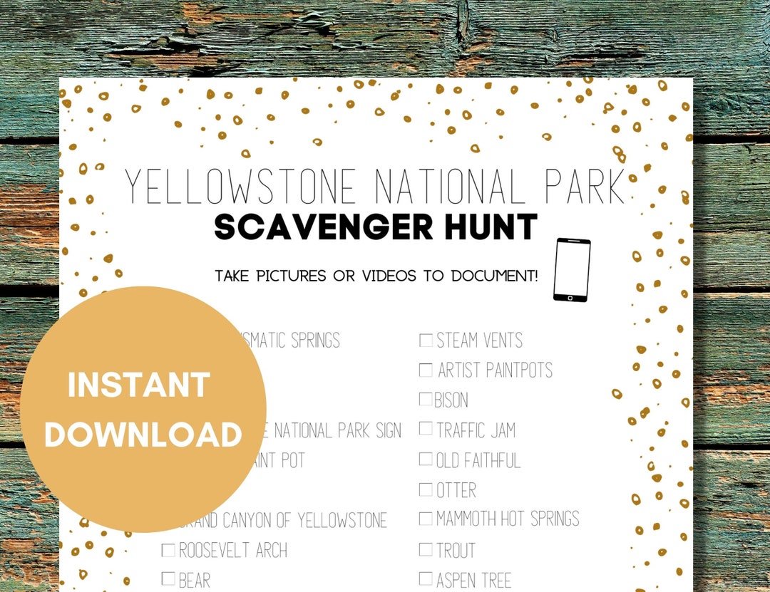 Yellowstone National Park Photo Scavenger Hunt US National - Etsy