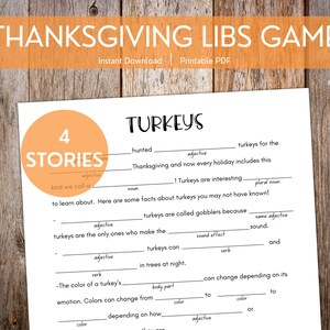 Family Thanksgiving Libs Printable Games Funny Fill in the - Etsy