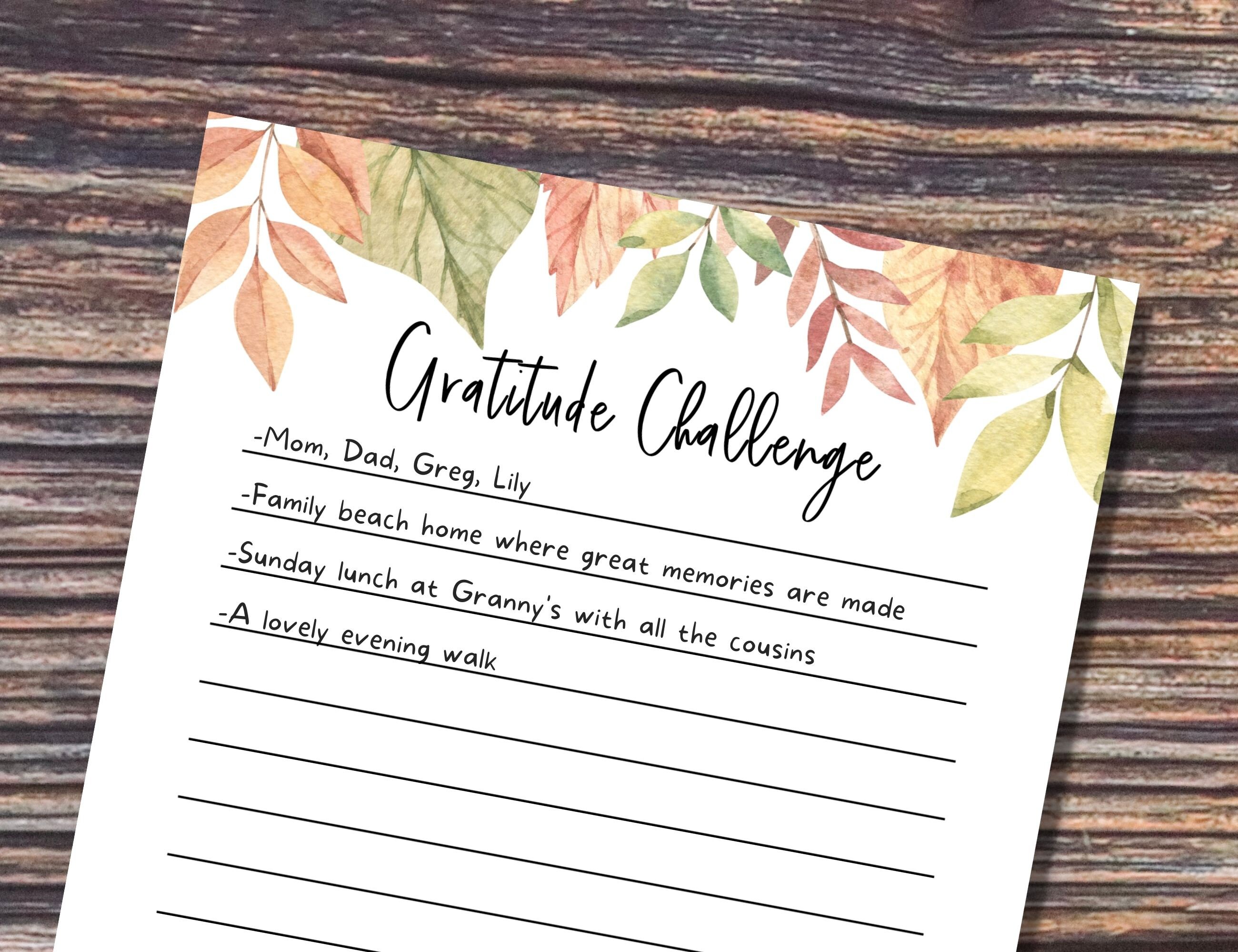 30 Day Gratitude Challenge Printable | Monthly Challenge Tracker ...