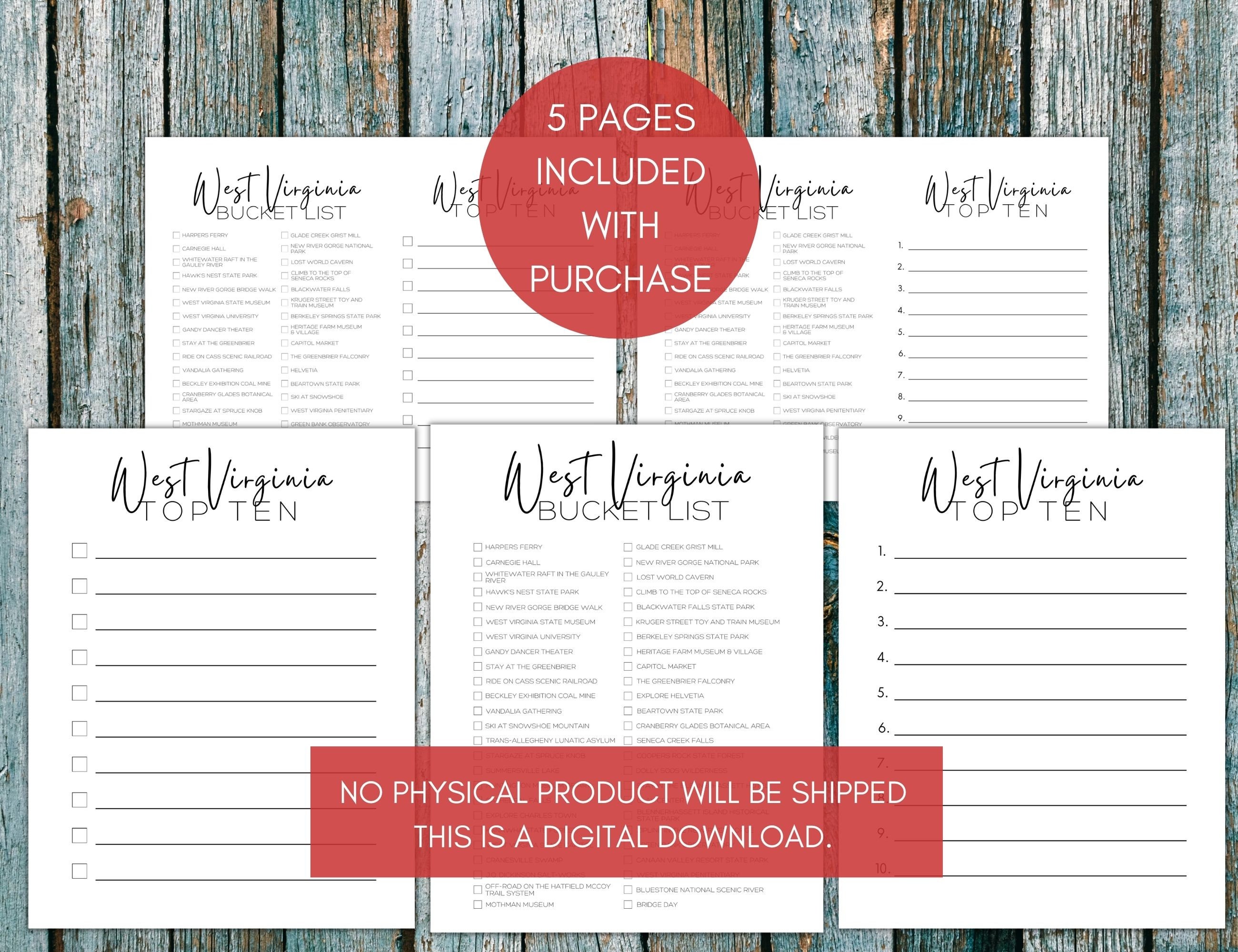 West Virginia Bucket List Printable | America's 50 States Travel ...