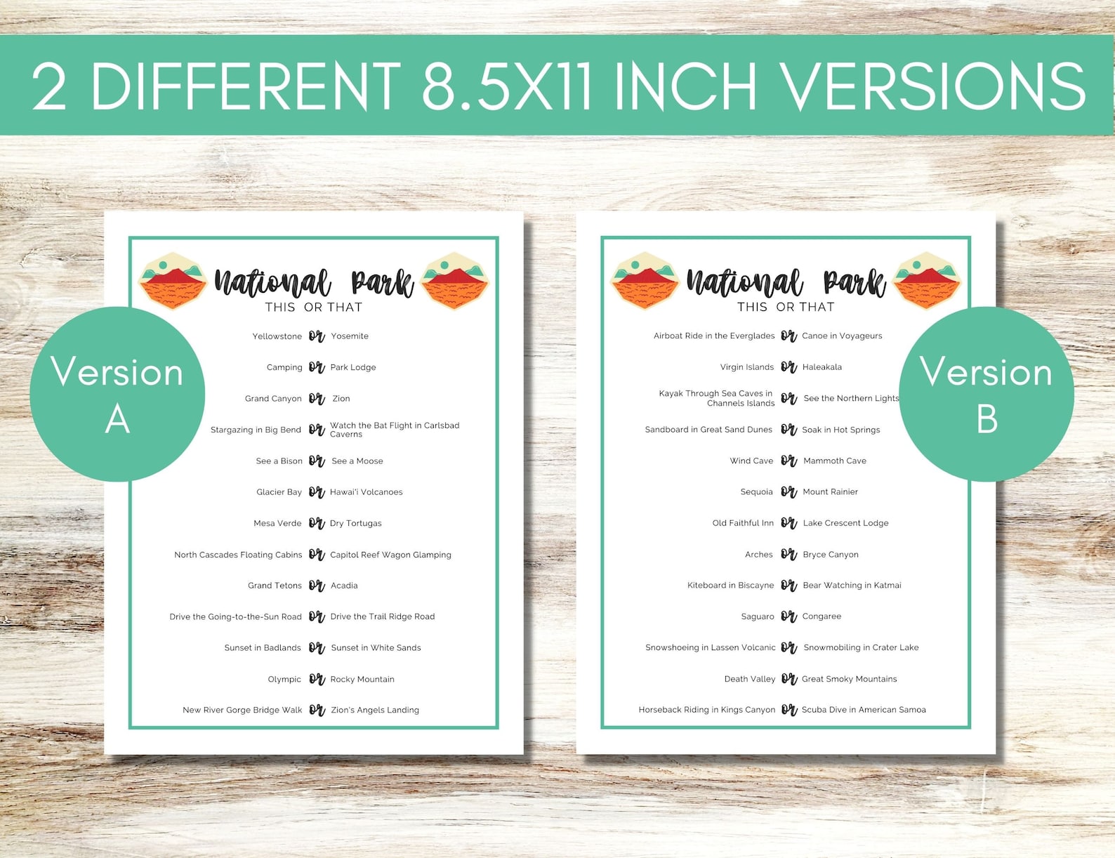 US National Park This or That Travel Games | Family Road Trip Printable ...