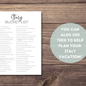 Italy Bucket List Printable | Italy Travel List Planner | Travel ...