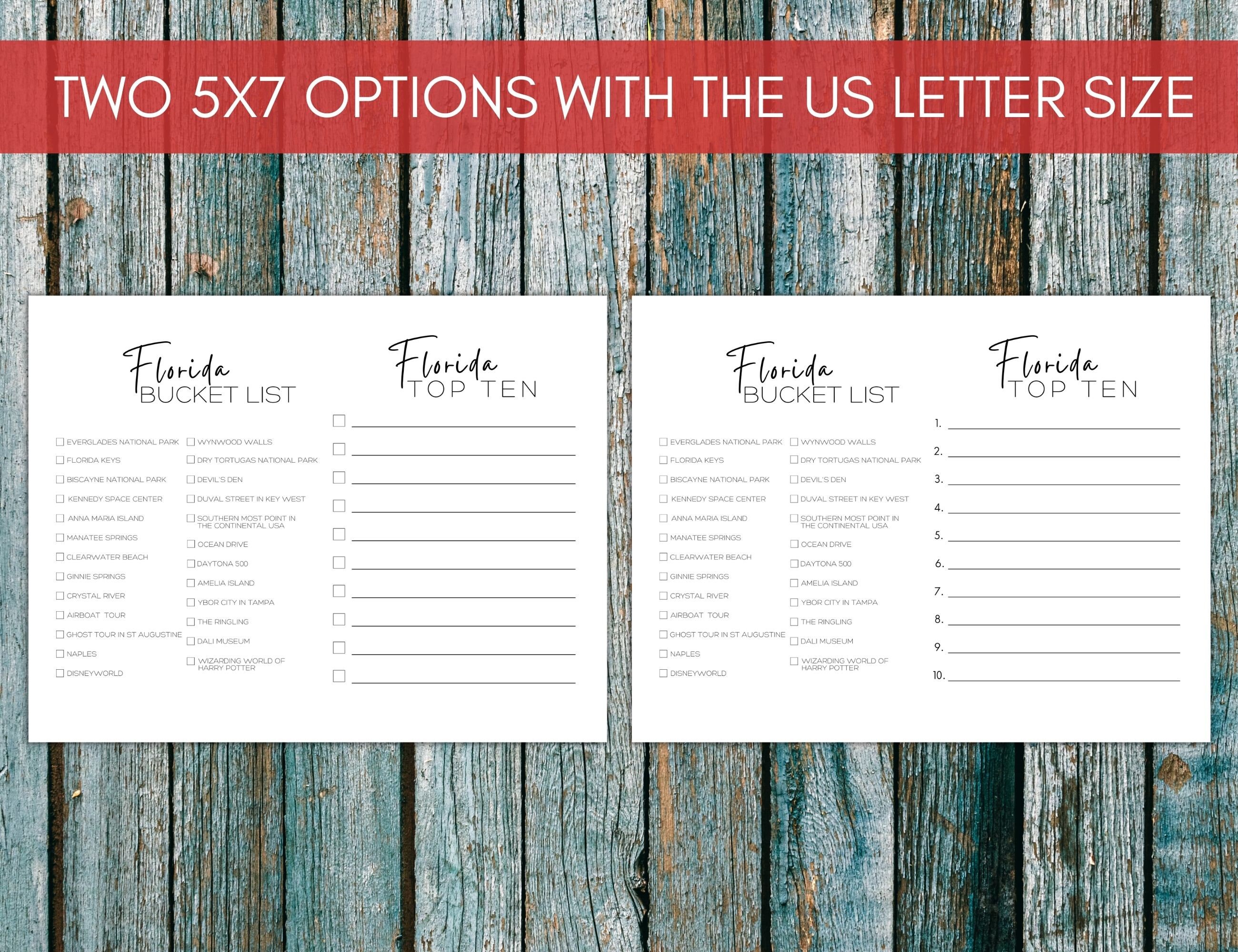 Florida Bucket List Printable | America's 50 States Travel Planner ...