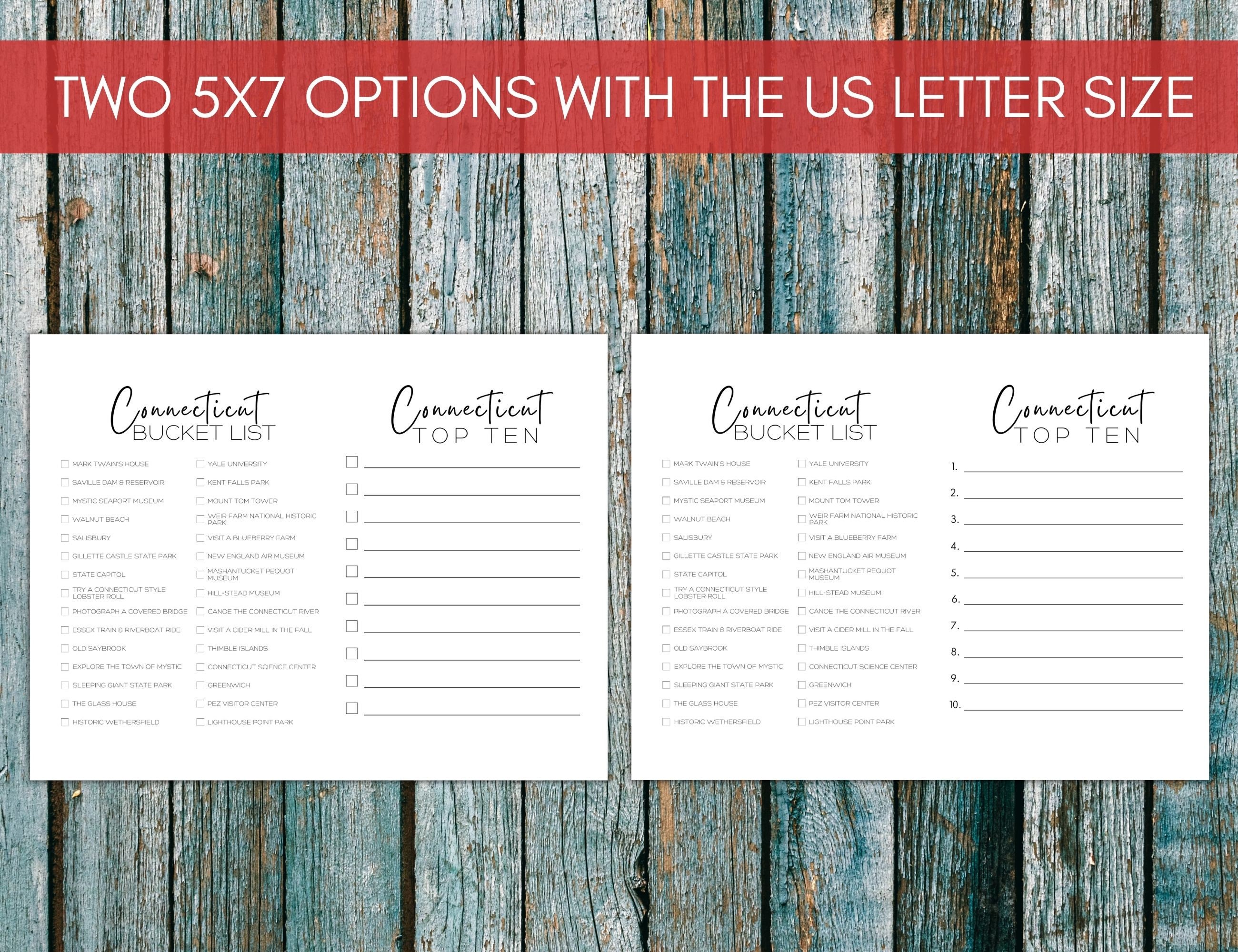 Connecticut Bucket List Printable | America's 50 States Travel Planner ...