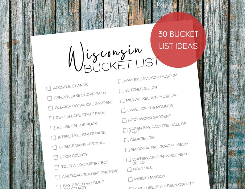 Wisconsin Bucket List Printable America's 50 States - Etsy