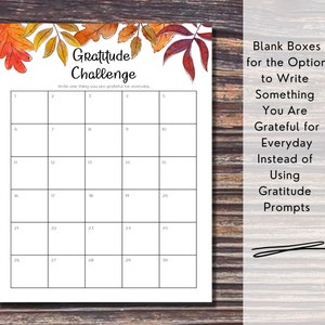 30 Day Gratitude Challenge Printable | Monthly Challenge Tracker ...
