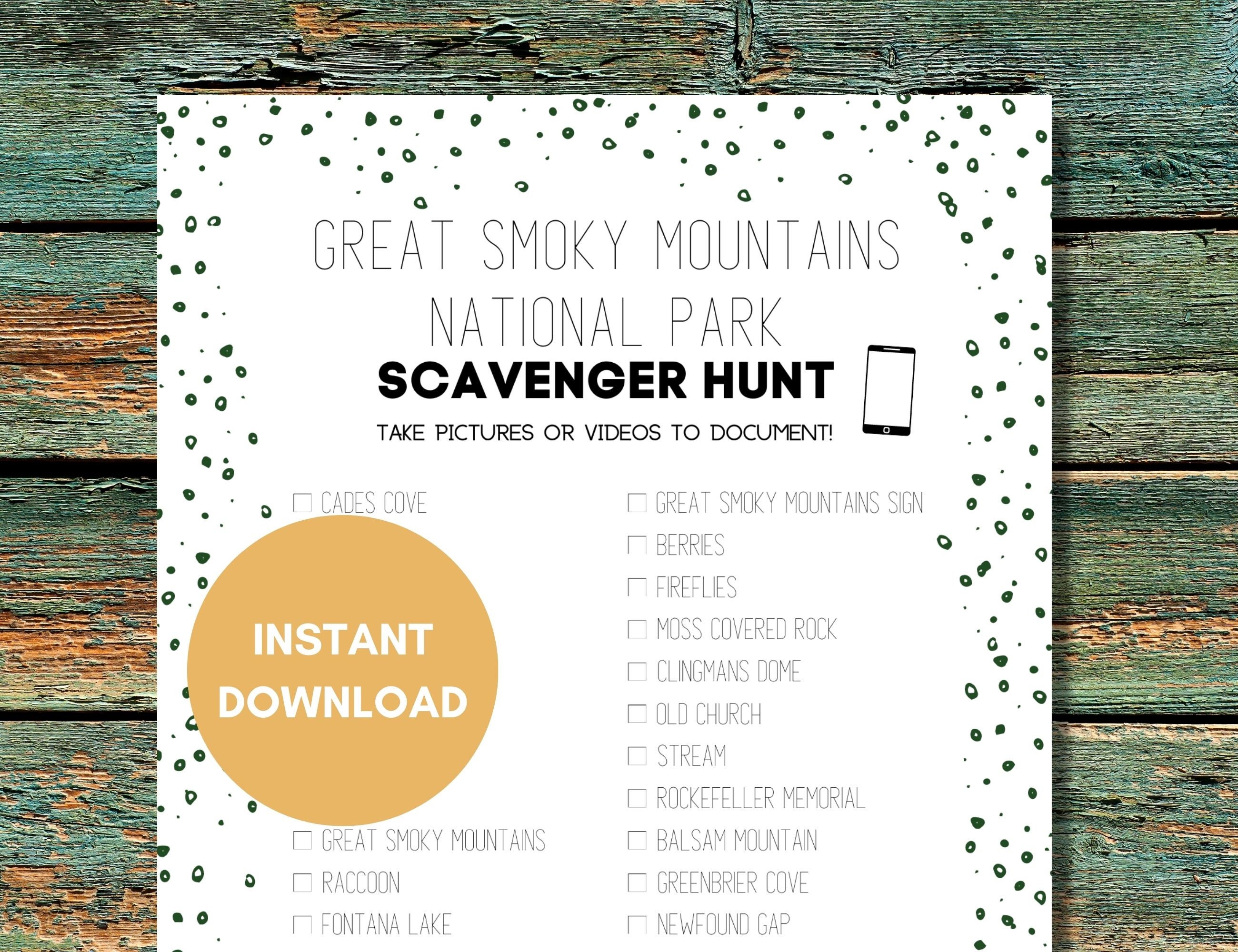 Great Smoky Mountains National Park Photo Scavenger Hunt | US National ...
