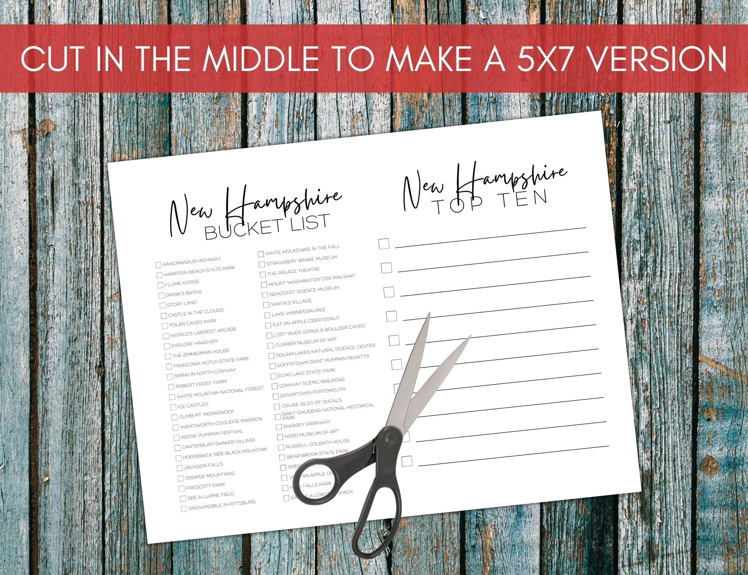 New Hampshire Bucket List Printable America's 50 States Travel Planner ...