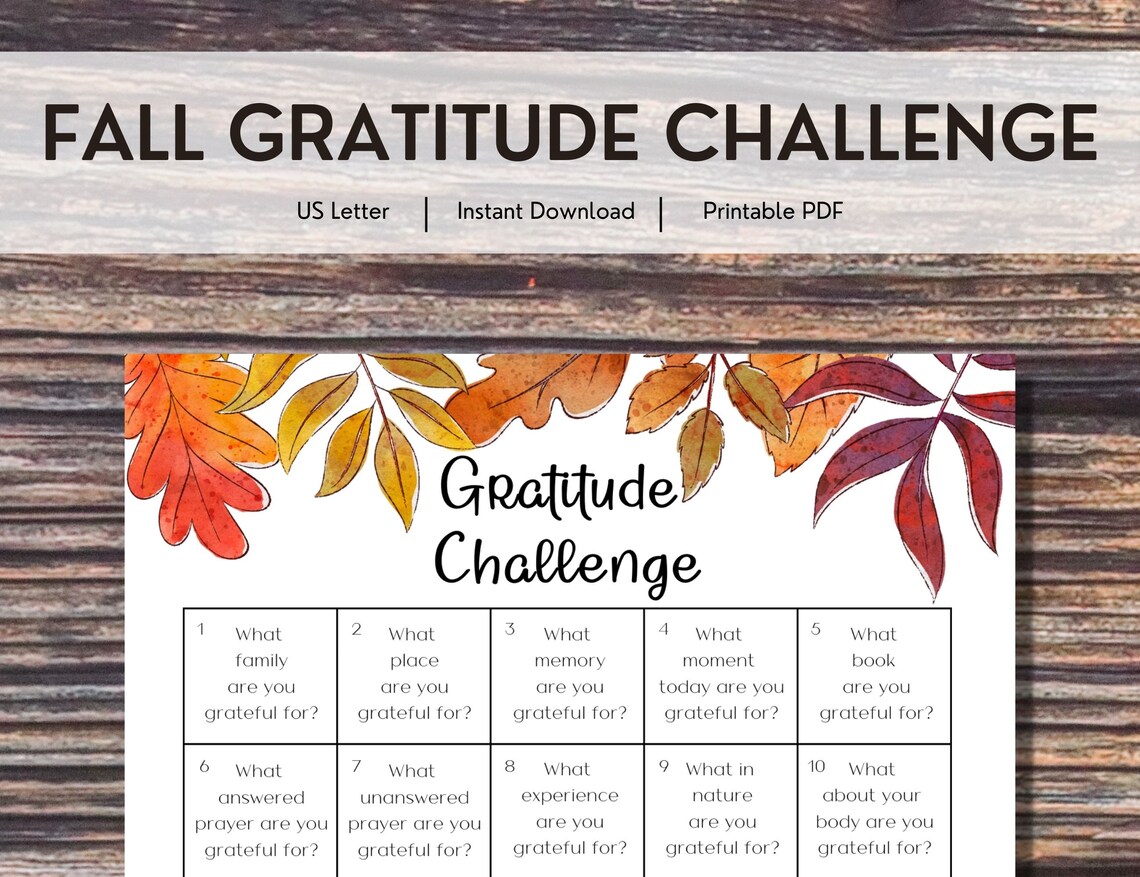 30 Day Gratitude Challenge Printable Monthly Challenge - Etsy