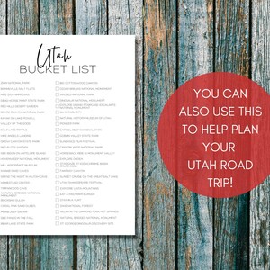 Utah Bucket List Printable | America's 50 States Travel Planner ...