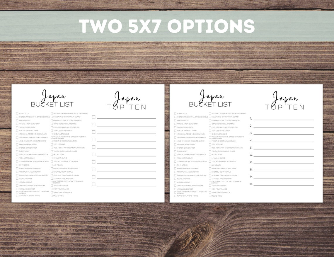 Japan Bucket List Printable Japan Travel Planner Checklist - Etsy