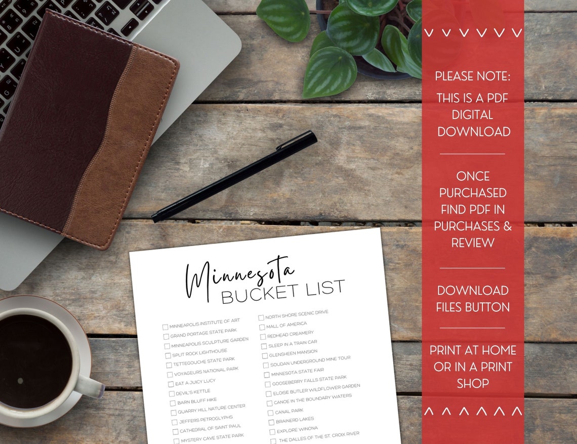 Minnesota Bucket List Printable | America's 50 States Travel Planner ...