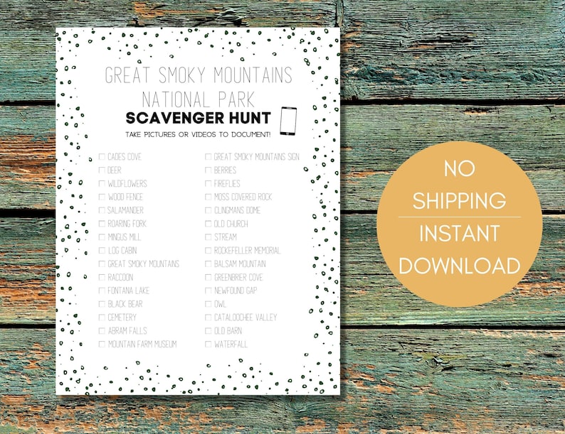 Great Smoky Mountains National Park Photo Scavenger Hunt | US National ...